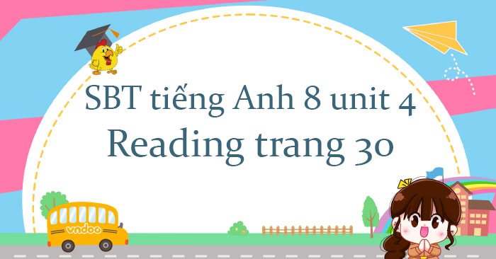 Workbook tiếng Anh 8 unit 4 Reading trang 30 Friends plus - Sách bài tập tiếng Anh 8 Friends ...