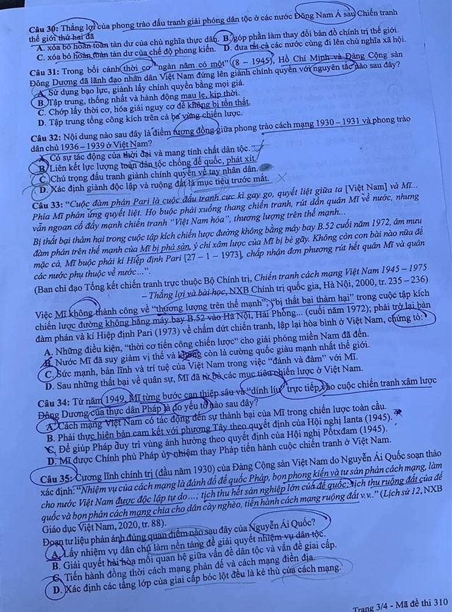 Đáp án Sử THPT Quốc gia 2024 (FULL 24 MÃ ĐỀ) - Đề Sử THPT Quốc gia 2024 - VnDoc.com