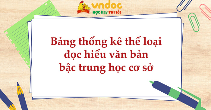 Bảng thống kê thể loại đọc hiểu văn bản bậc trung học cơ sở - VnDoc.com