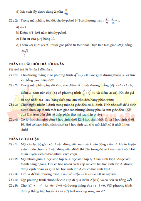 Bộ đề thi HK2 Toán 10 KNTT (Cấu trúc mới) năm 2025 - Đề thi hk2 lớp 10 - Có đáp án chi tiết ...