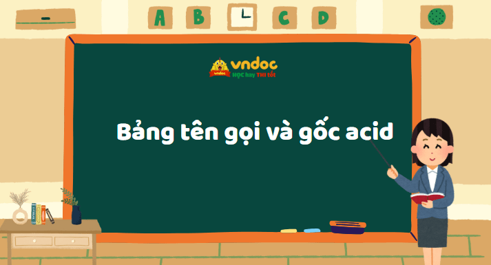 Bảng tên gọi và gốc acid - Tên gọi acid và gốc acid - VnDoc.com